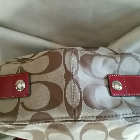 Coach | Bags | Coach Large Signature Bag Red Leather | Poshmark